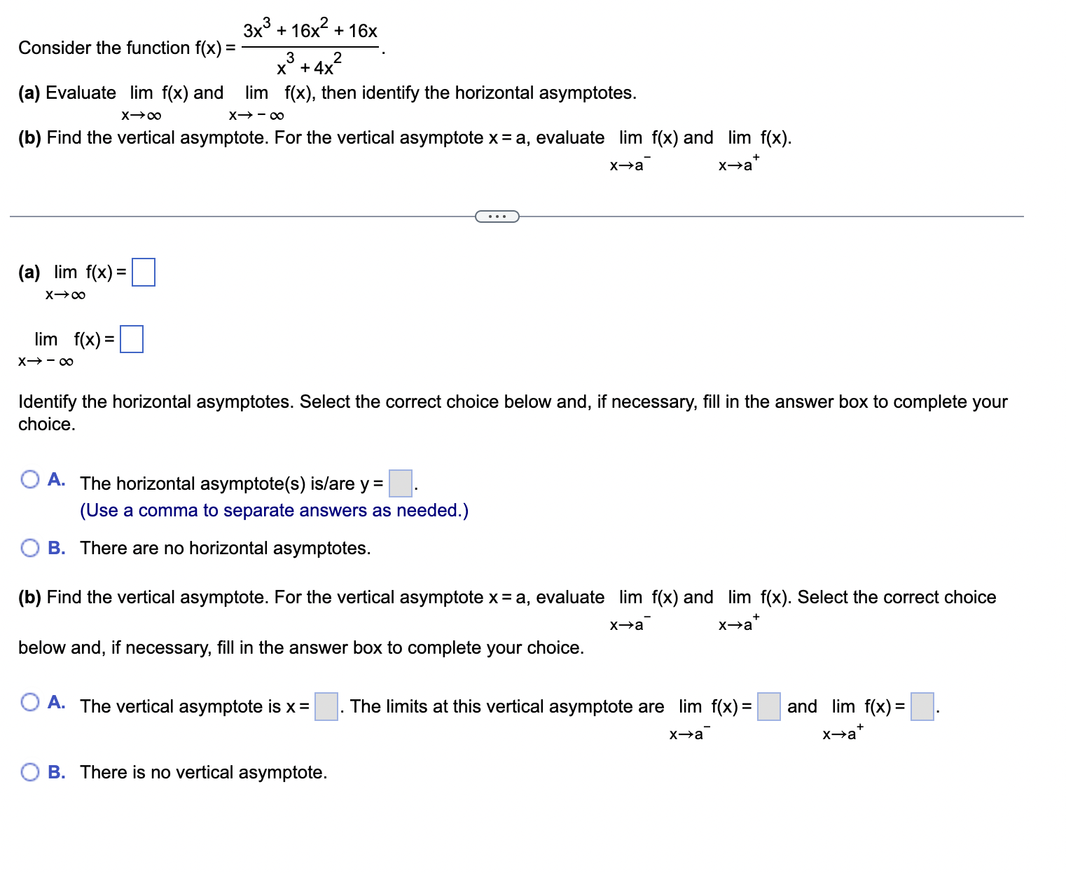 Solved Consider the function f(x)=x3+4x23x3+16x2+16x (a) | Chegg.com