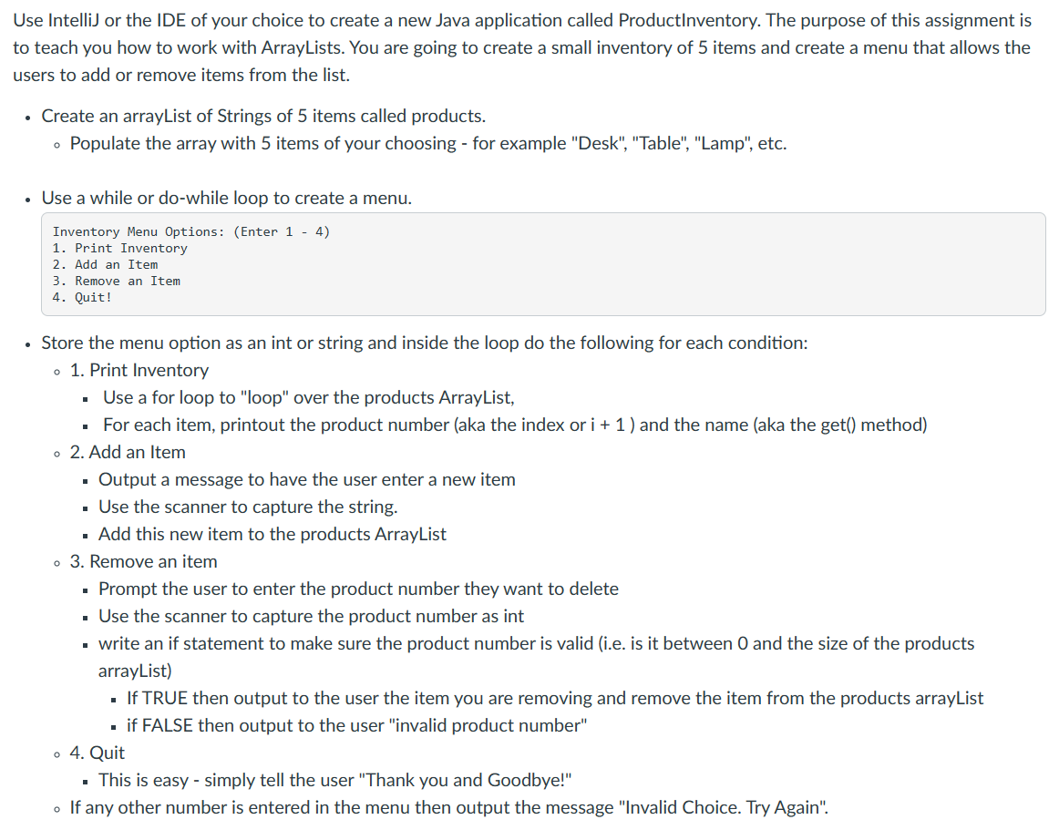 Solved Use IntelliJ or the IDE of your choice to create a | Chegg.com