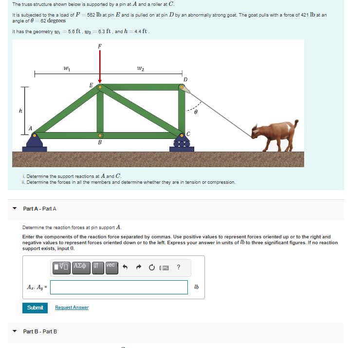 Solved The truss structure shown below is supported by a pin | Chegg.com