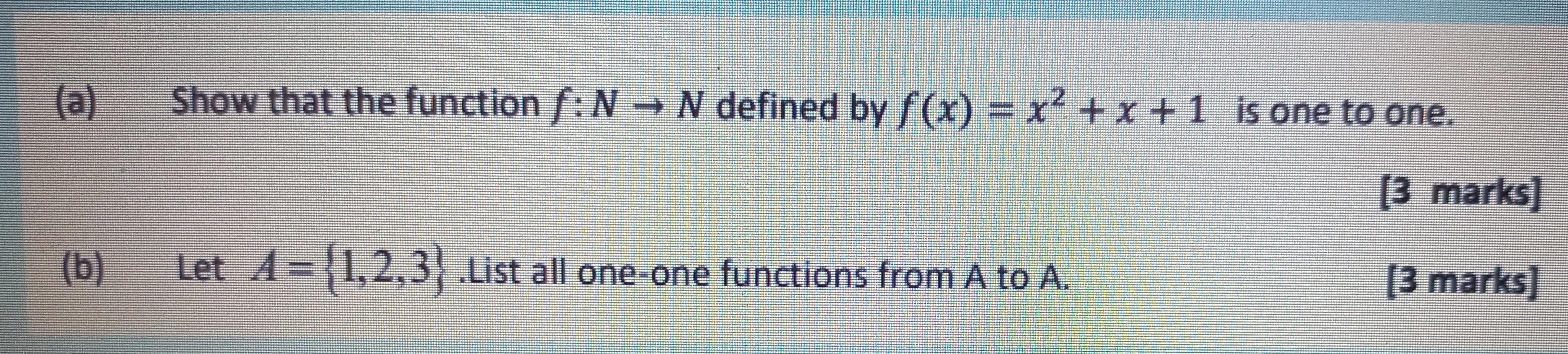 Solved (a) Show that the function f:N→N defined by | Chegg.com