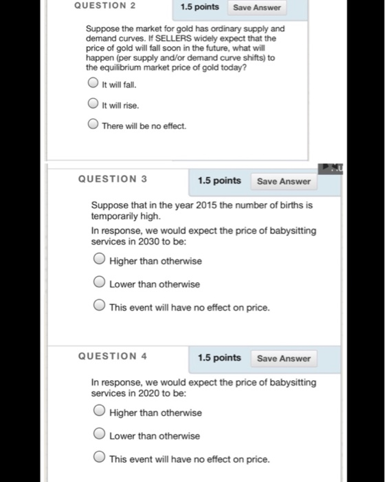 Solved QUESTION 2 1.5 points Save Answer Suppose the market | Chegg.com
