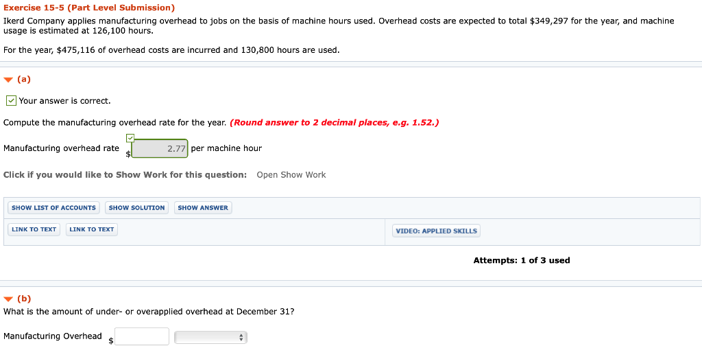 Solved Exercise 15-5 (Part Level Submission) Ikerd Company | Chegg.com