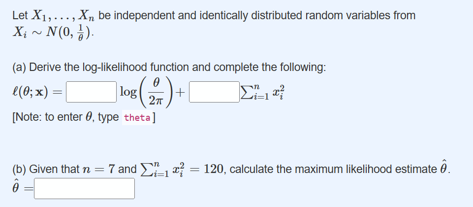 Solved Let x1,dots,xn ﻿be independent and identically | Chegg.com