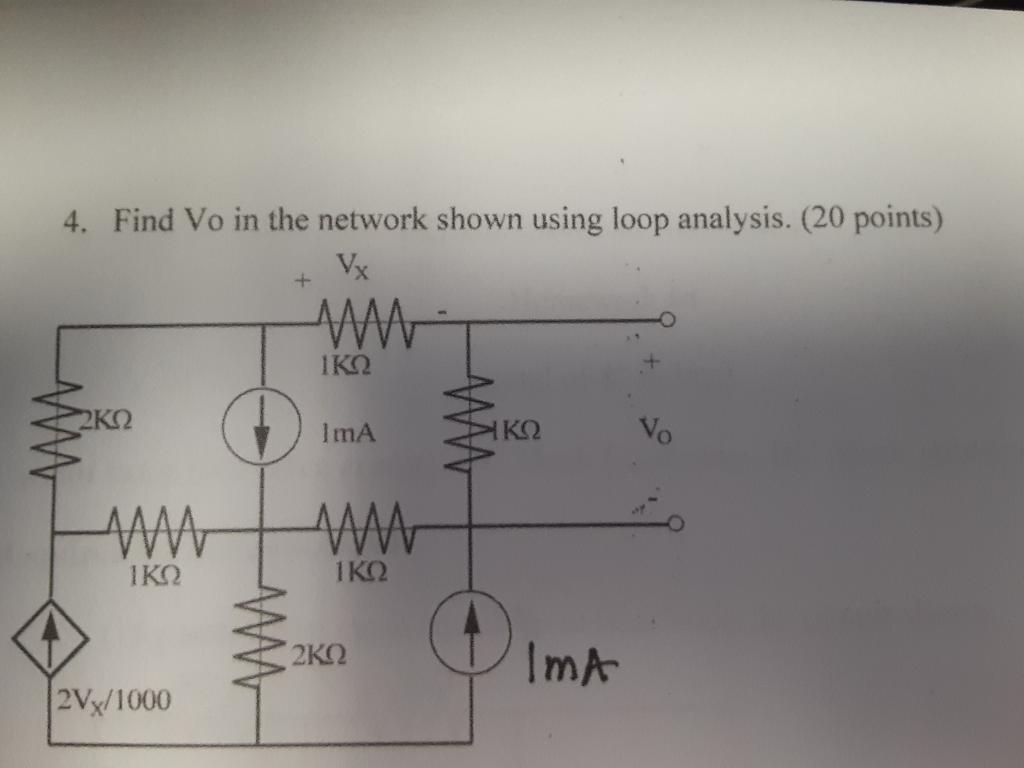 Solved 4 Find Vo In The Network Shown Using Loop Analysis 