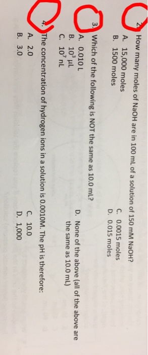 Solved How many moles of NaoH are in 100 mL of a solution of | Chegg.com