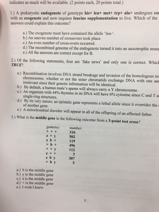 Solved A prokaryotic endogenote of genotype his+ leu+ met+ | Chegg.com