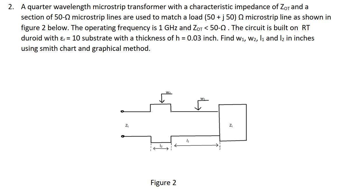 2. A quarter wavelength microstrip transformer with a | Chegg.com
