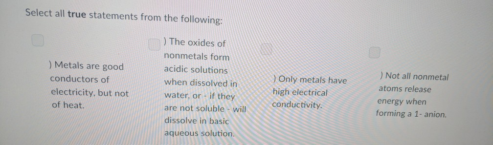 Solved Select all true statements from the following: ) The | Chegg.com
