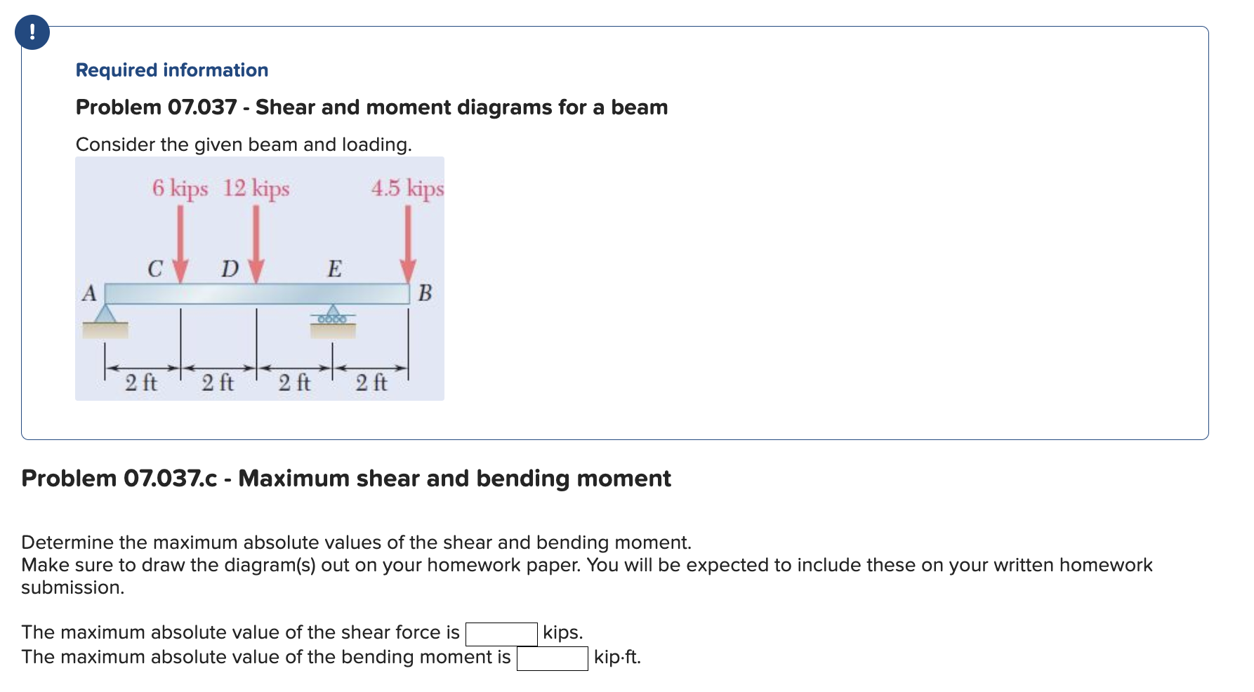 Solved Required information Problem 07.037 - Shear and | Chegg.com
