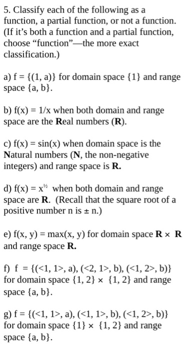 Solved 5. Classify each of the following as a function, a | Chegg.com
