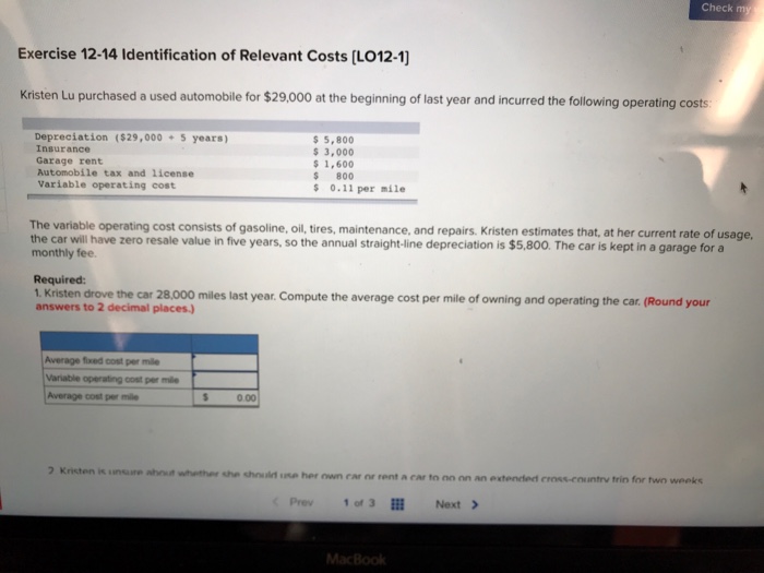 Solved Check my Exercise 12-14 Identification of Relevant | Chegg.com Solved Check my Exercise 12-14 Identification of Relevant | Chegg.com