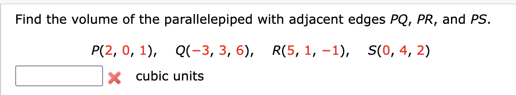 Solved Find the volume of the parallelepiped with adjacent | Chegg.com