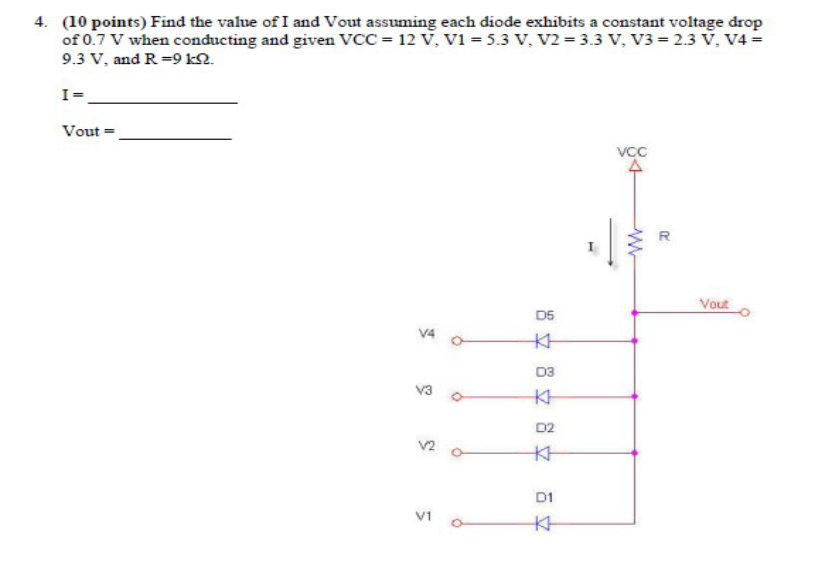 Solved (10 points) Find the value of I and Vout assuming | Chegg.com