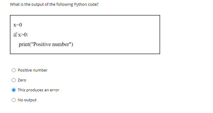 Solved What is the output of the following Python code? x=0 | Chegg.com