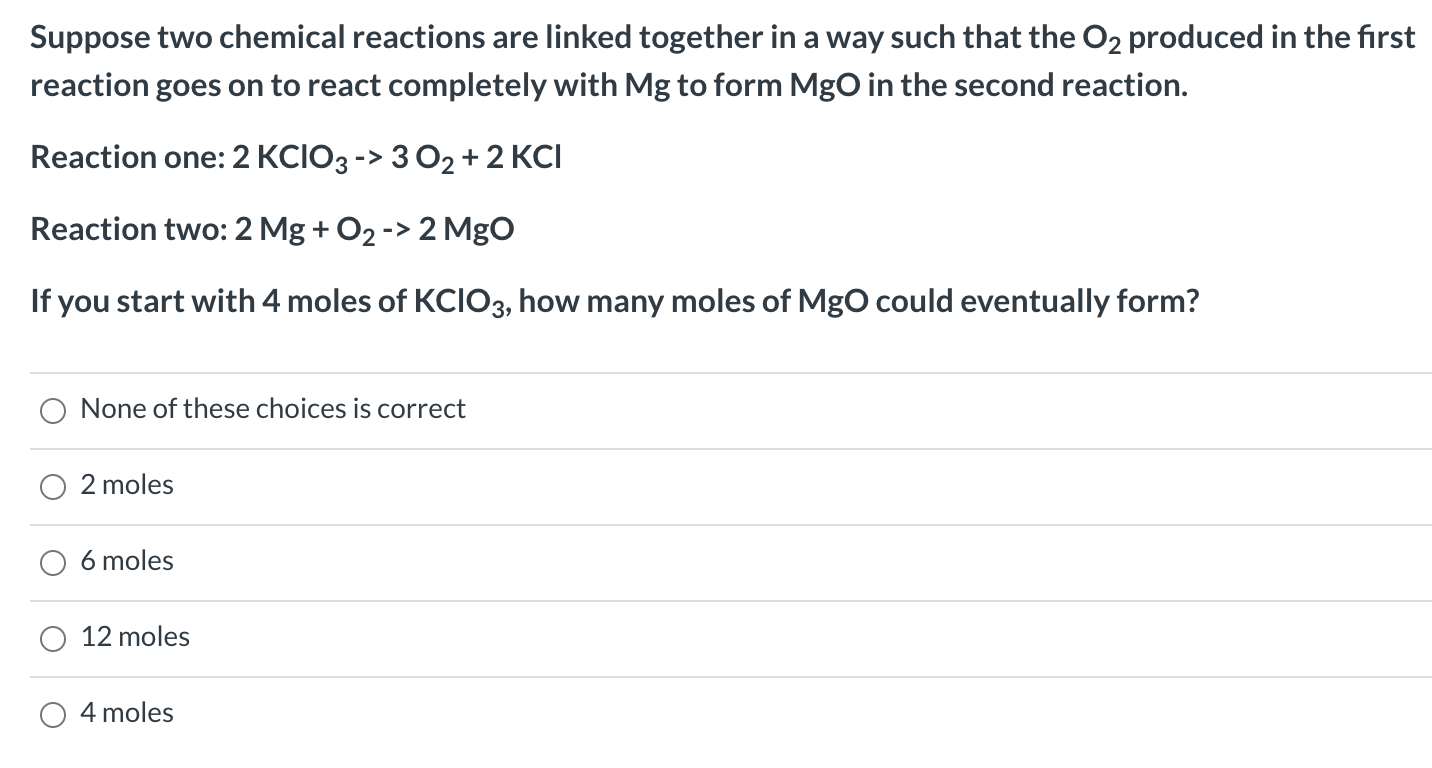 Solved Consider the following reaction: 2 Mg + O2 -> 2 Mgo | Chegg.com