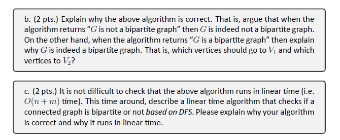 (5 pts.) Determining if a graph is bipartite. A graph | Chegg.com