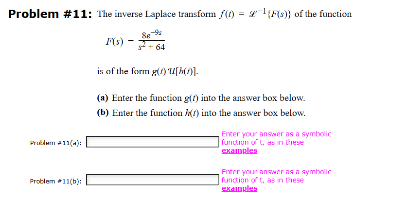 Solved Problem # 11: The inverse Laplace transform | Chegg.com