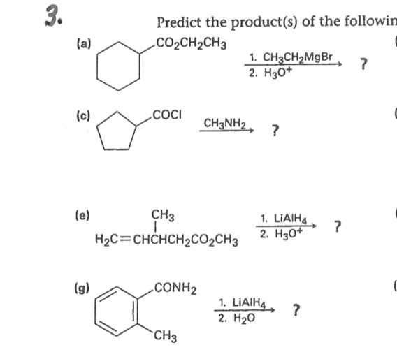 Solved 3. Predict the product(s) of the followin CO2CH2CH3 | Chegg.com