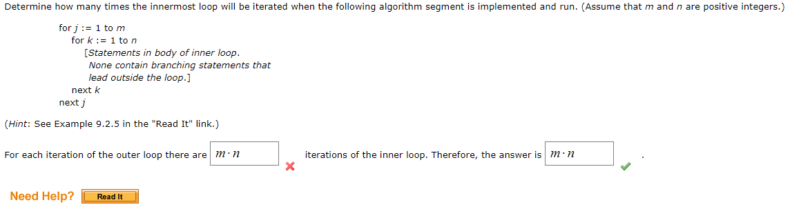 Solved Determine how many times the innermost loop will be | Chegg.com