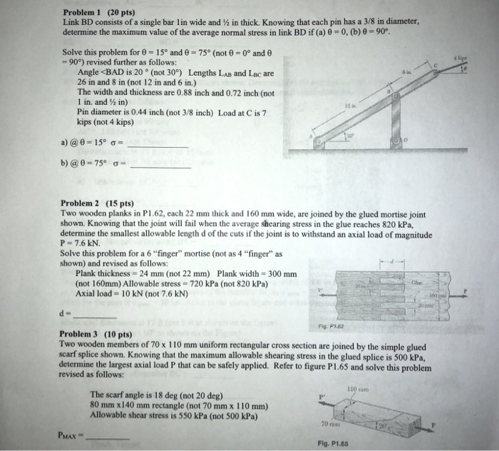 Solved Problem 1 (20 pts) Link BD consists of a single bar | Chegg.com