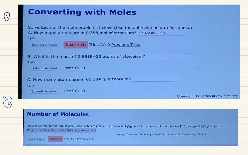 Solved Solve Each of the mole problems below. (Use the | Chegg.com