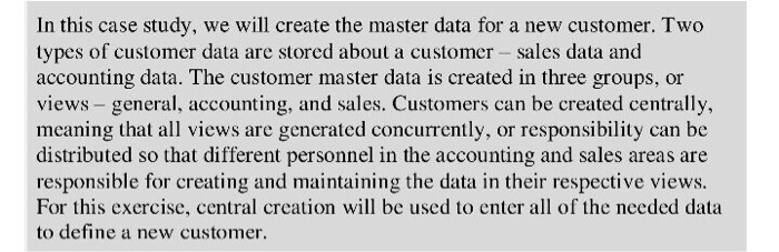 Solved In this case study, we will create the master data | Chegg.com
