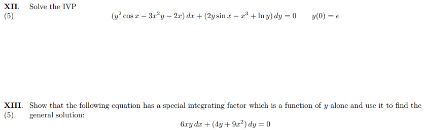 Solved XII. Solve the IVP (5) | Chegg.com