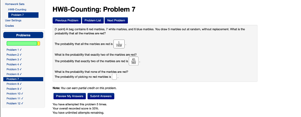 Solved Homework Sets HW8 Counting HW8-Counting: Problem 7 | Chegg.com