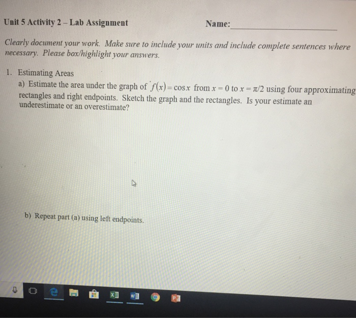 Solved Unit 5 Activity 2-Lab Assignment Name: Clearly | Chegg.com