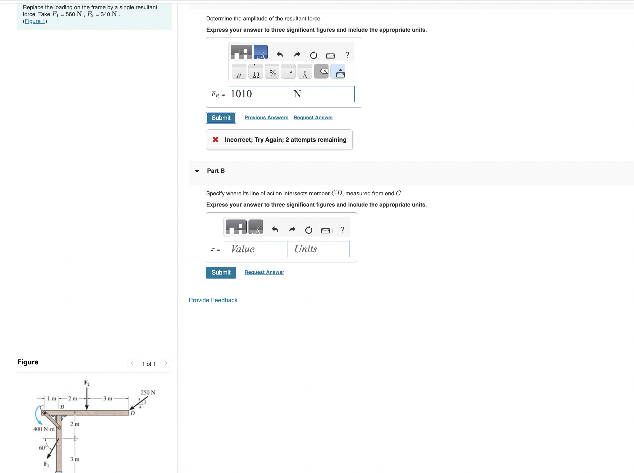 Solved Replace the loading on the frame by a single | Chegg.com