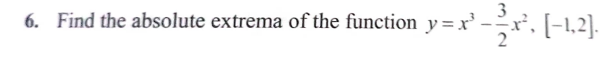 Solved 6. Find the absolute extrema of the function | Chegg.com