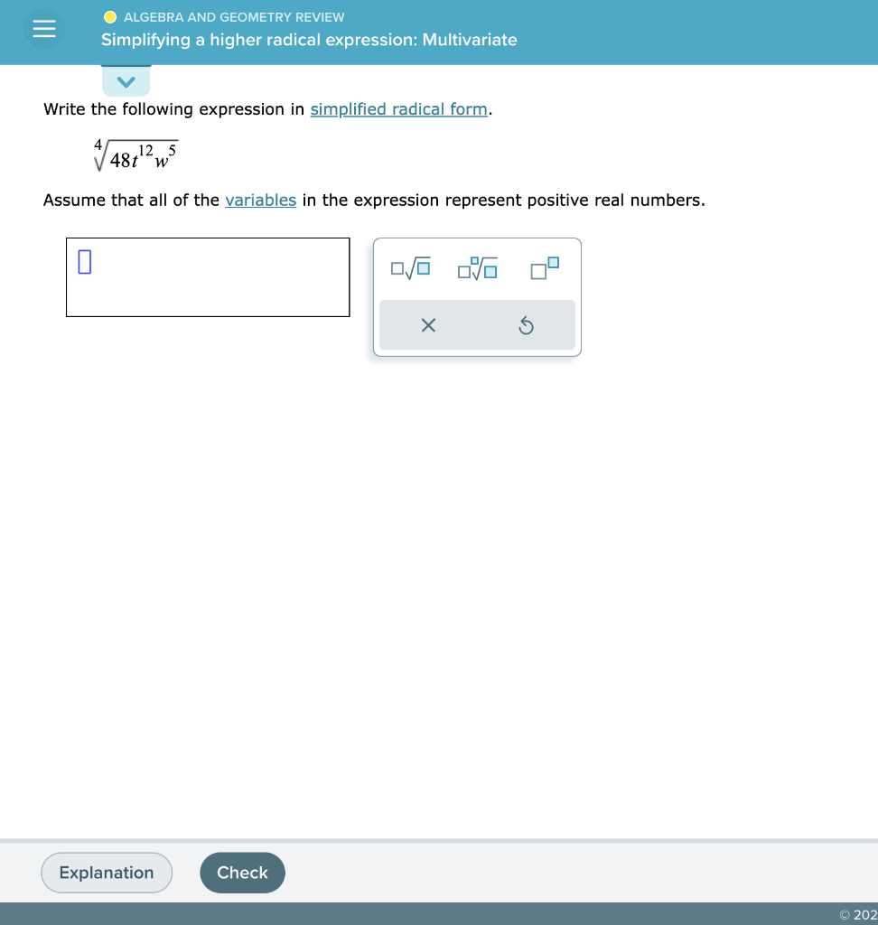 Solved Write the following expression in simplified radical | Chegg.com