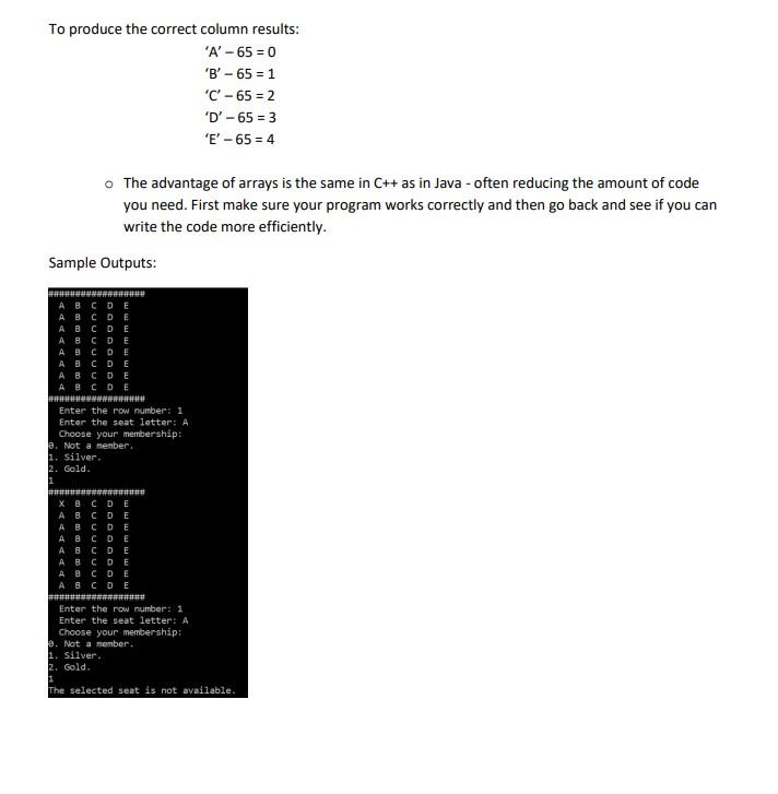Solved Write a C++ program to assign customer seats in a | Chegg.com