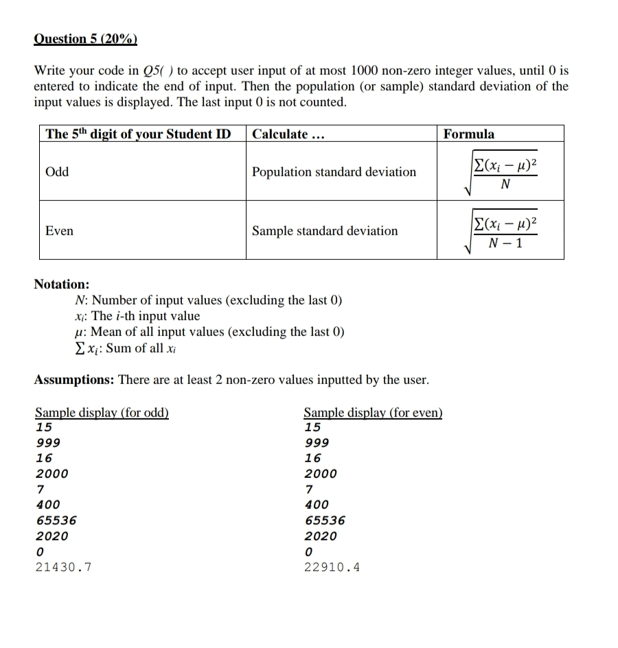 Solved Question 5 (20%) Write your code in Q5( ) to accept | Chegg.com