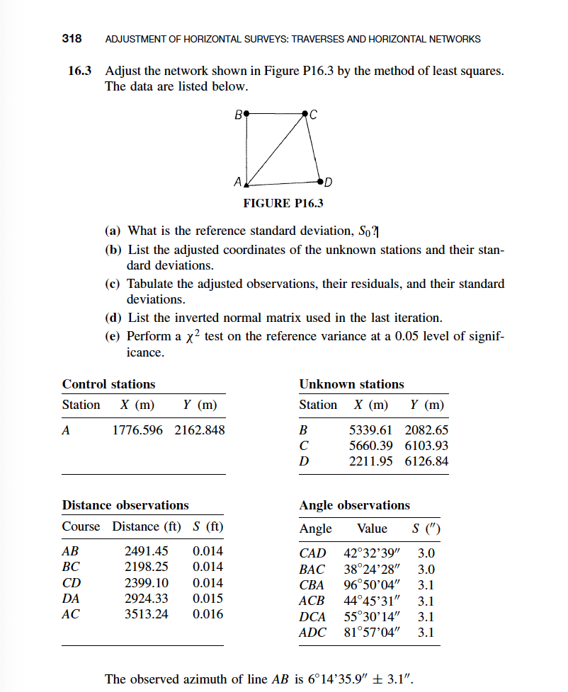 318 ADJUSTMENT OF HORIZONTAL SURVEYS: TRAVERSES AND | Chegg.com