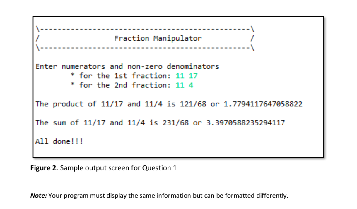Solved Fraction Question 1 - Manipulating integer and | Chegg.com