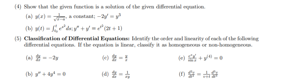 Solved (4) Show that the given function is a solution of the | Chegg.com