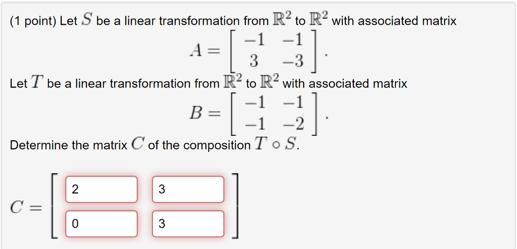 Solved 1 Point Let S Be A Linear Transformation From R2 To