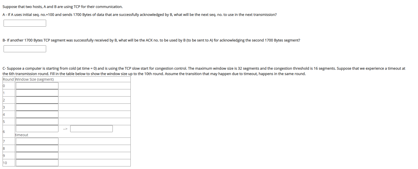 Solved Suppose that two hosts, A and B are using TCP for | Chegg.com