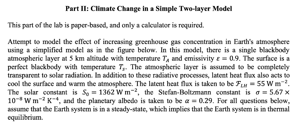Solved Part II: Climate Change in a Simple Two-layer Model | Chegg.com