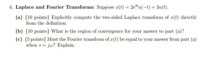 Solved 4. Laplace and Fourier Transforms: Suppose r(t) = | Chegg.com