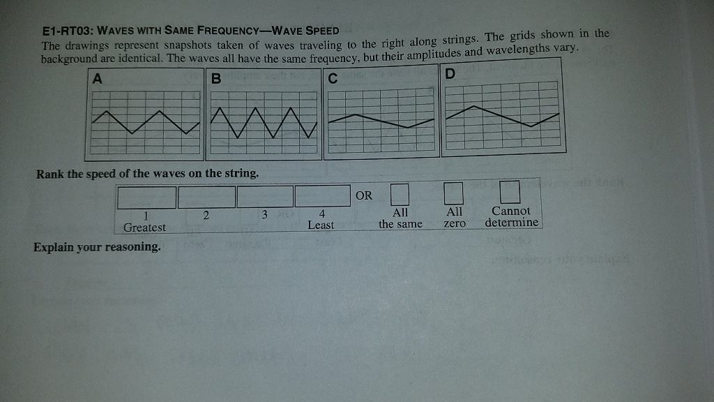 Solved E1-RT03: WAVES WITH SAME FREQUENCY-WAVE SPEED e | Chegg.com