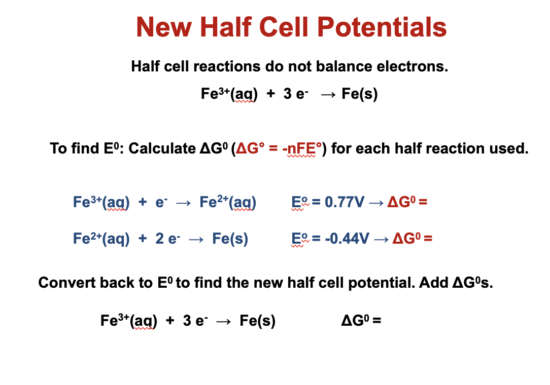 Solved New Half Cell Potentials Half cell reactions do not | Chegg.com