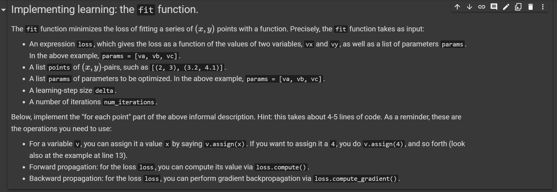 Solved • Implementing learning: the fit function. yo The fit | Chegg.com