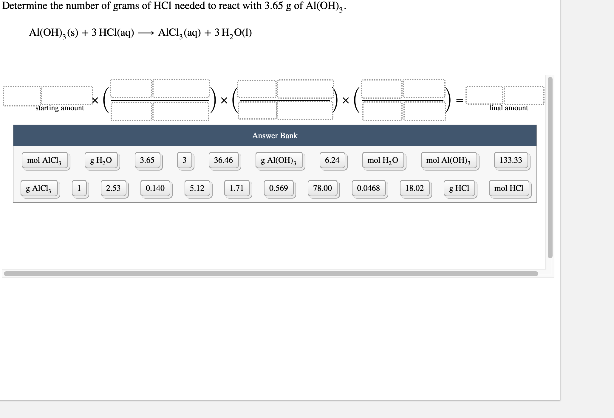 Solved Determine the number of grams of \\( \\mathrm{HCl} | Chegg.com