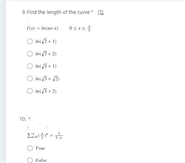 Solved * 9. Find the length of the curve f(x) = In(sec x) 0 | Chegg.com
