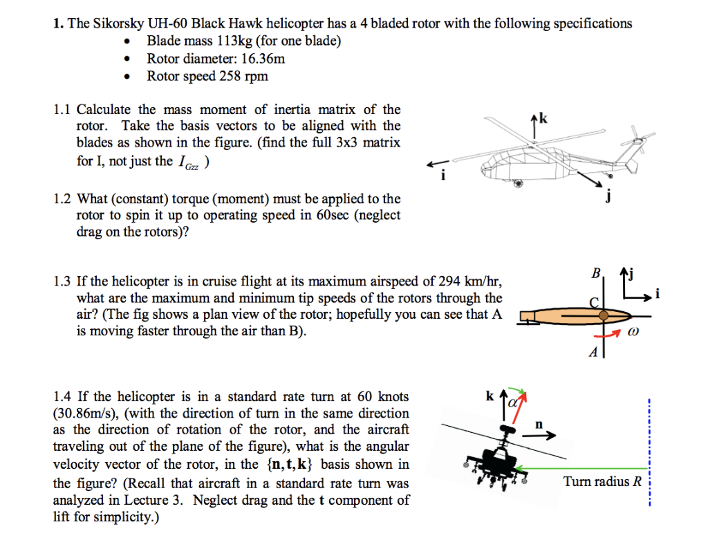 1. The Sikorsky UH-60 Black Hawk helicopter has a 4 | Chegg.com