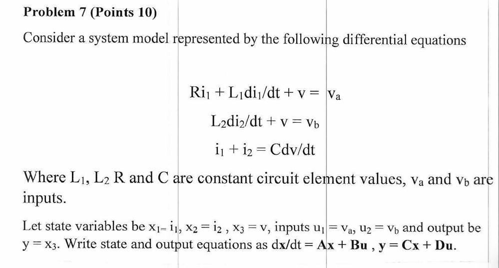 Solved Problem 7 (Points 10) Consider a system model | Chegg.com