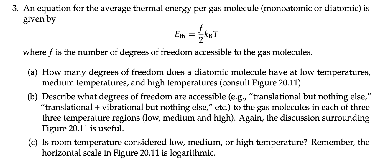 Solved 3. An equation for the average thermal energy per gas | Chegg.com