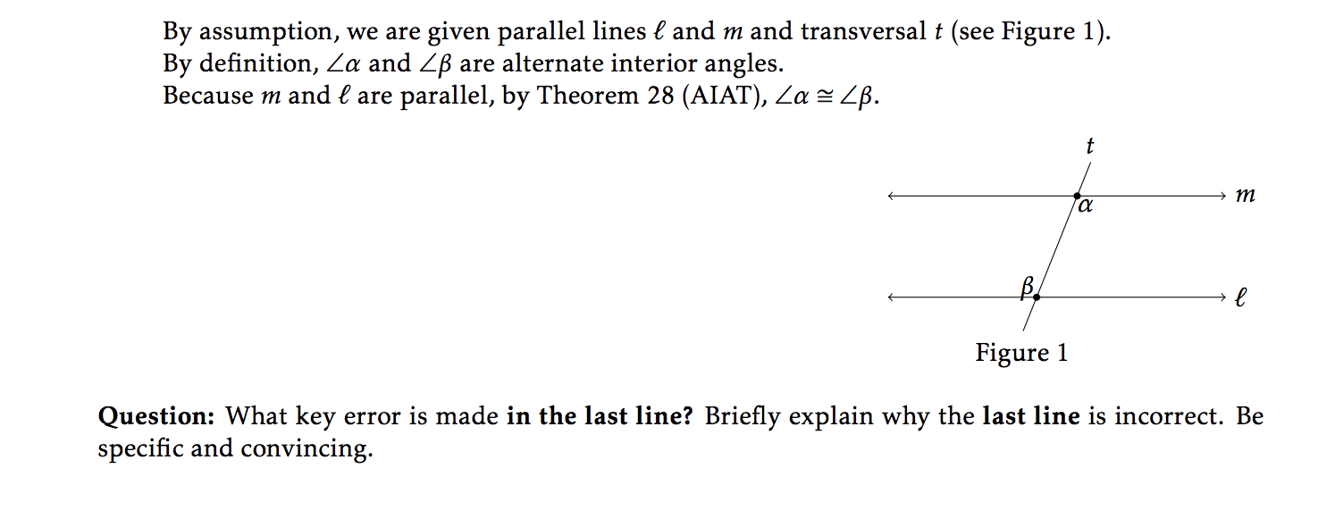 Solved By assumption, we are given parallel lines l and m | Chegg.com
